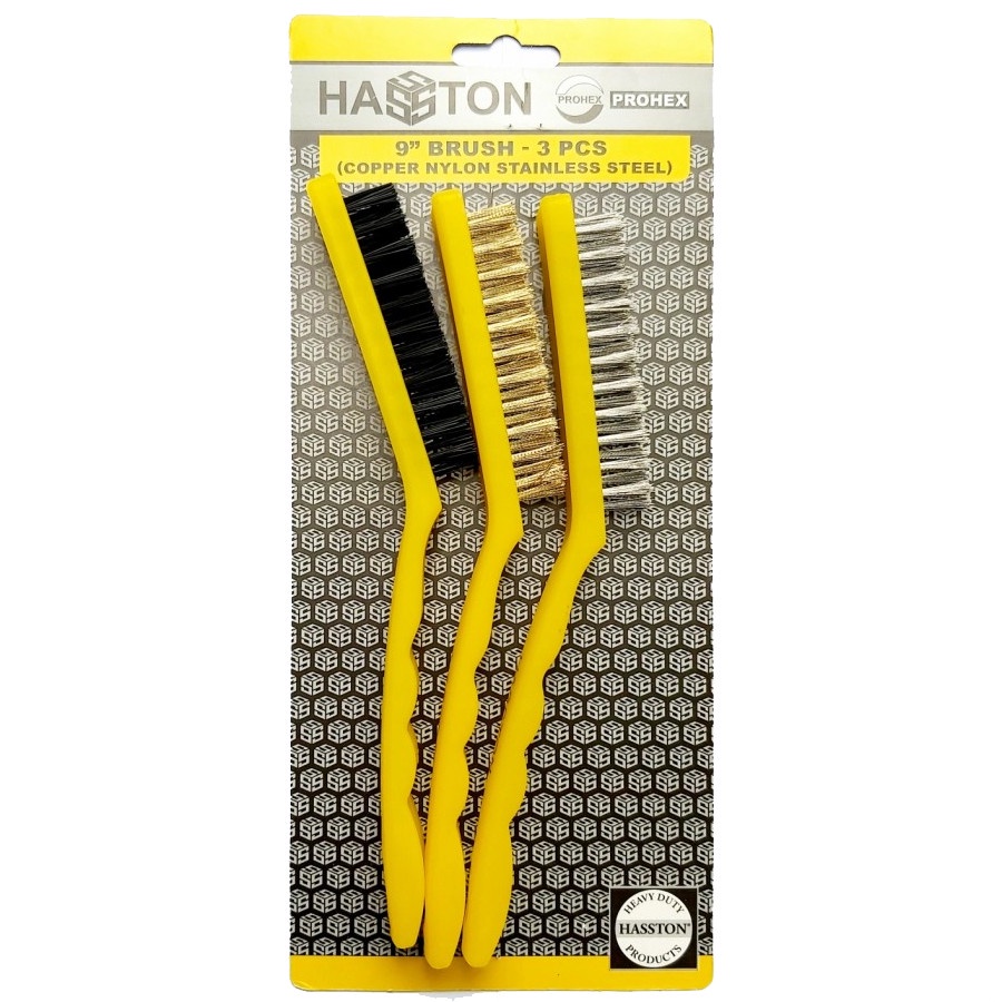 Jual Hasston Prohex Sikat Kawat Baja Kuningan Set 3pcs 3in1 9 Inch