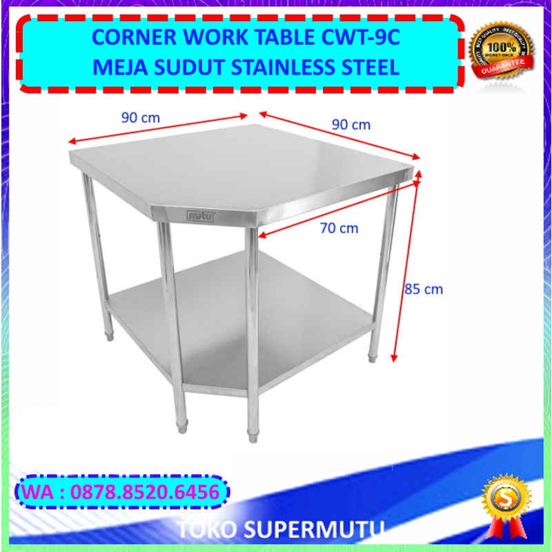 Jual Meja Sudut / Meja Dapur Siku Stainless CWT-9C Corner Work Table w ...