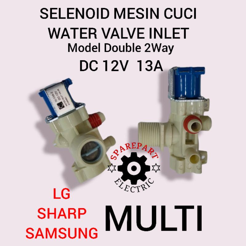 Jual SELENOID WATER VALVE INLET MODEL DOUBLE 2WAY DC 12V MESIN CUCI ...
