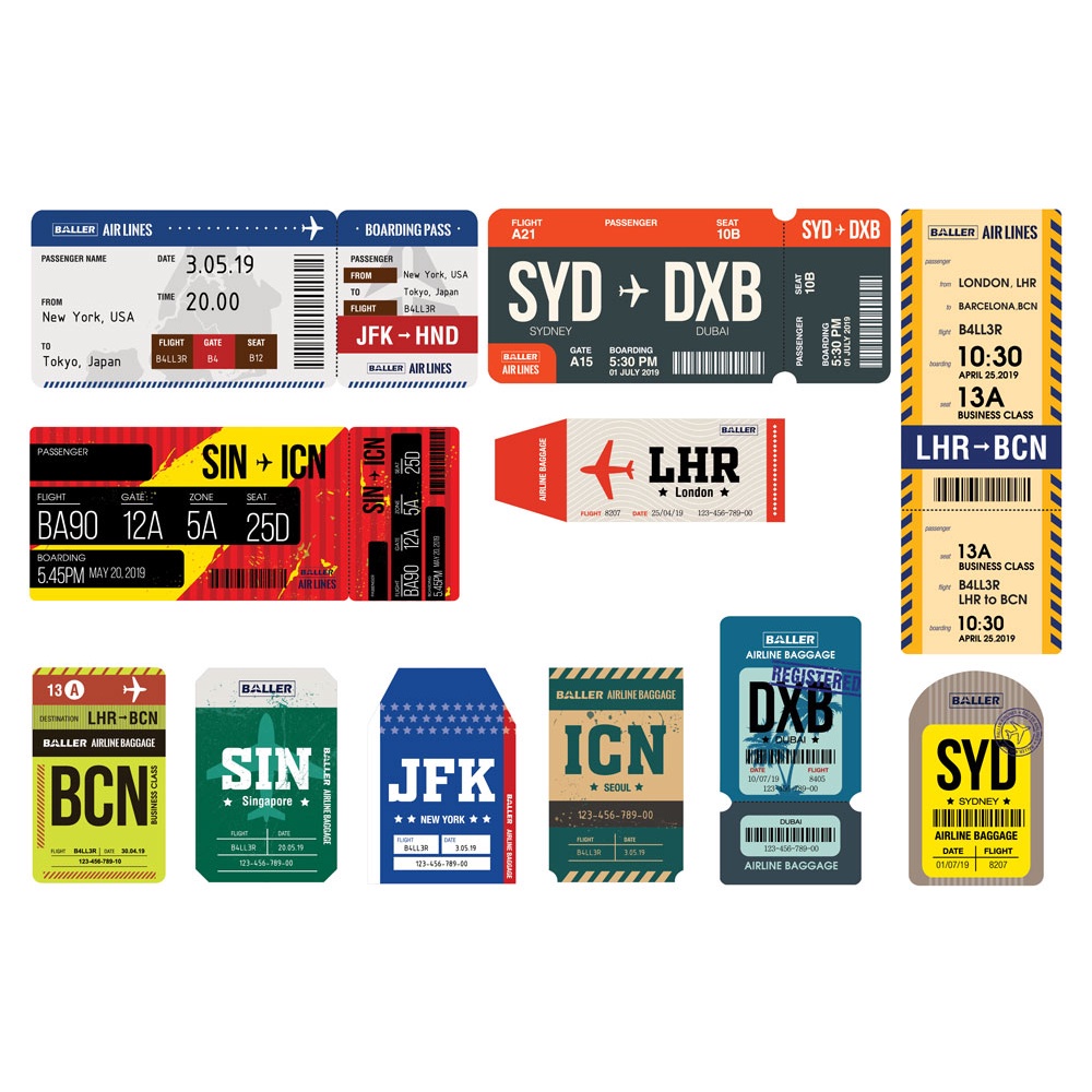 Jual Baller Stickers Set Boarding Pass ( Sticker Koper ) | Shopee Indonesia