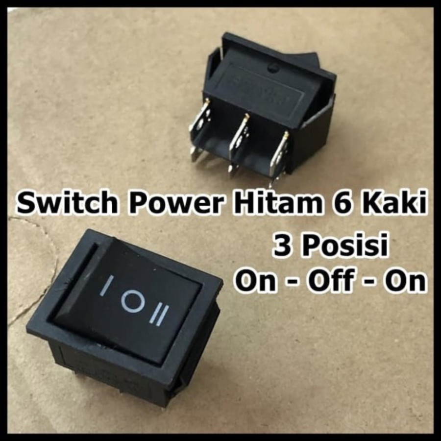 Jual Saklar 6pin on off on Hitam besar power switch roker switch biasa ...
