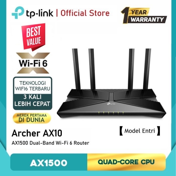 Jual TP-Link Archer AX10 AX1500 Dual Band Wi-Fi 6 Router Wireless ...
