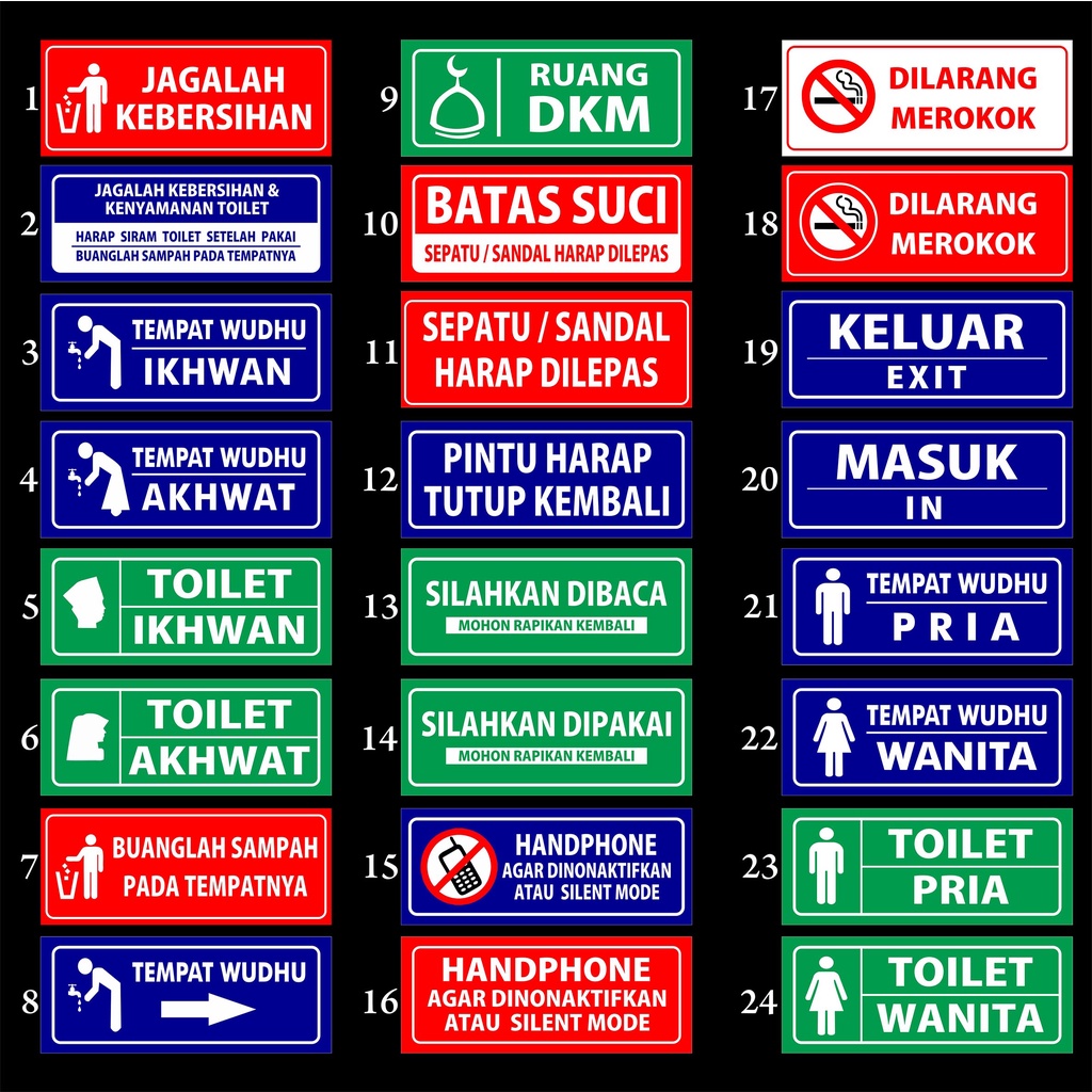 Jual stiker sign rambu masjid rambu custom text | Shopee Indonesia