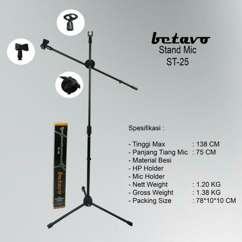 Jual Stand Mic Lantai Betavo ST-25 Standding Microphone | Shopee Indonesia