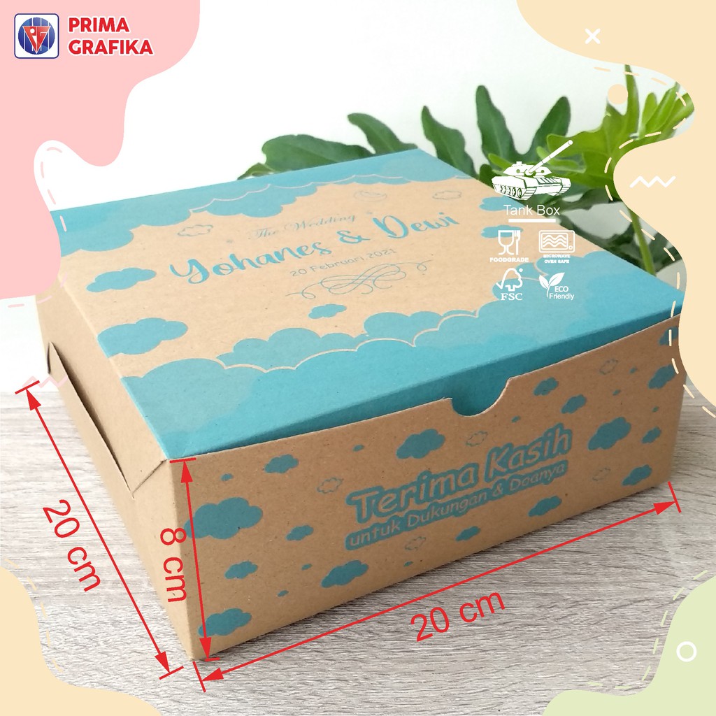 Jual Prima Grafika Box Catering / Box Nasi Custom 20x20x8 cm - Paper ...