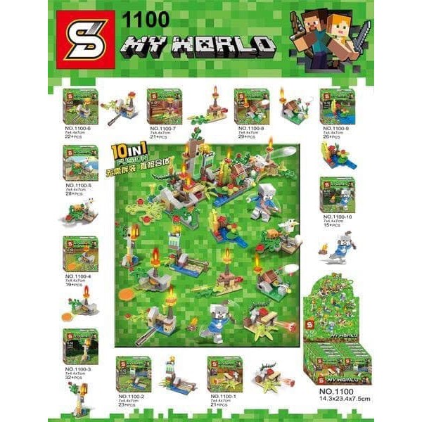 Jual Jual BRICK SY 1100 MINECRAFT 10 IN 1 SY1100 MINIFIGURE MINECRAFT ...