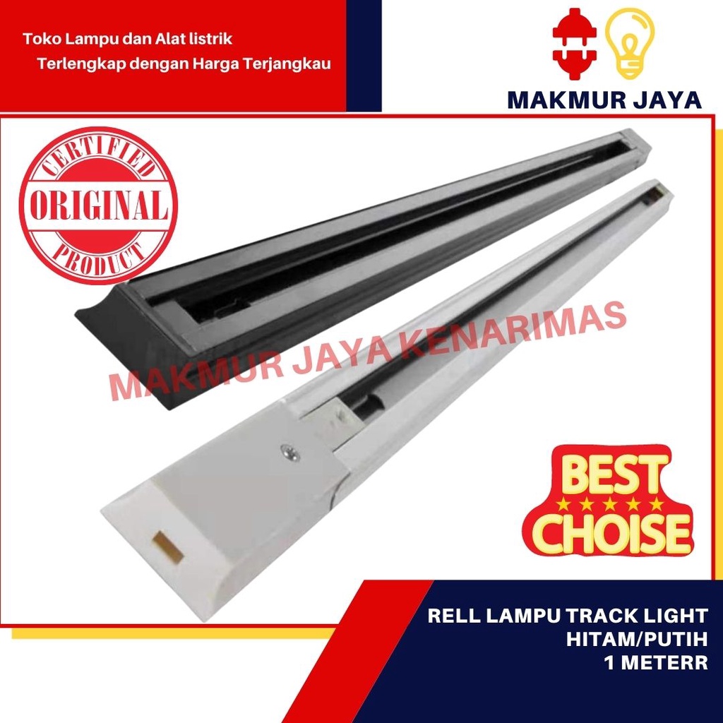 Jual RELL LAMPU SOROT SPOT TRACK RELL 1M KAP 1 METER TREK LED PUTIH ...