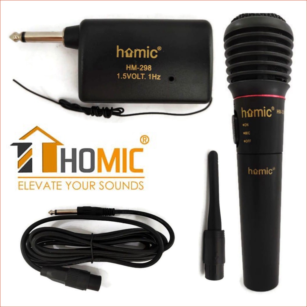 Jual Homic Microphone Karaoke HM-308 Mic Single Wireless dan Kabel ...