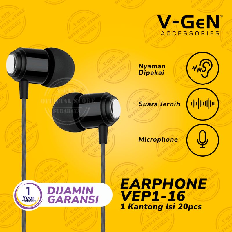 Jual Headset Murah V-GeN VEP1-16 Wired Handsfree Earphone Headset HiFi ...