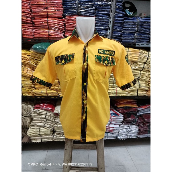 Jual Kemeja AMPG Kuning Combinasi Loreng | Shopee Indonesia