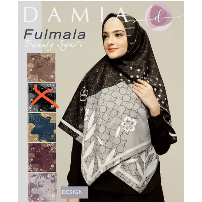 Jual FULMALA by DAMIA Hijab motif bintang segiempat syari ukuran 130 x ...
