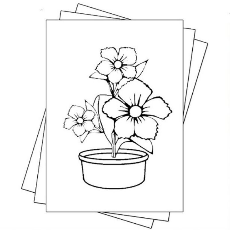 Jual Gambar Sketsa Mewarnai Pot Bunga Indah / Seketsa Lukis Pot Bunga ...