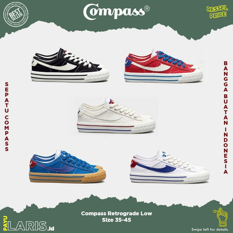Jual Sepatu Compass Retrograde Low Black White/White Blue/Cream/Blue ...