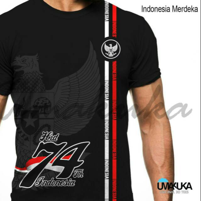 Jual Kaos Indonesia Merdeka kemerdekaan 74th merah putih garuda di dada ...