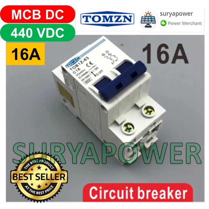 Jual Listrik-Perlengkapan- Mcb Dc 440V 2P - 6A 10A 16A 20A 25A 32A 40A 50A 63A - Suryapower ...