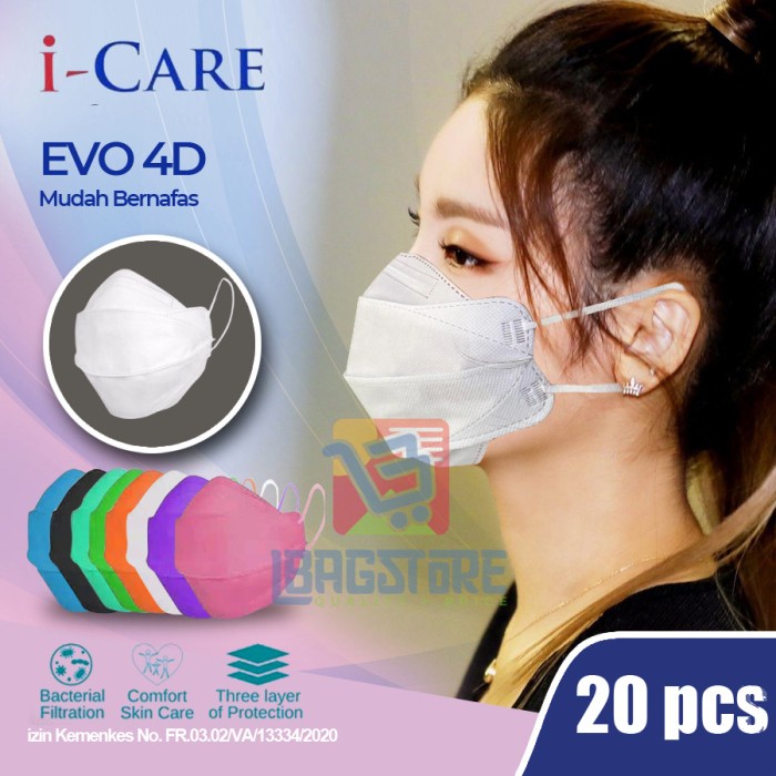 Jual Masker 4D Kf94 EVO 3PLY KF 94 EVO PLUSmed + convex Warna cerah isi ...