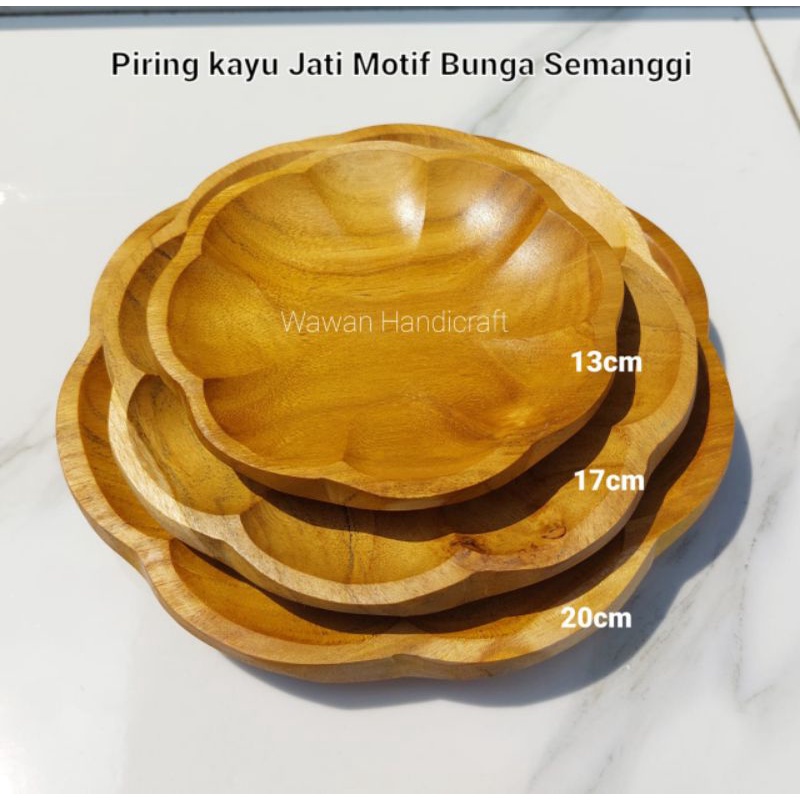 Jual piring kayu/piring makan/piring saji/piring motif bunga semanggi ...