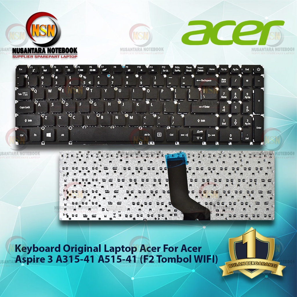 Jual Keyboard Acer For Aspire 3 A315-41 A515-41 15 Inch F2 Tombol WIFI ...