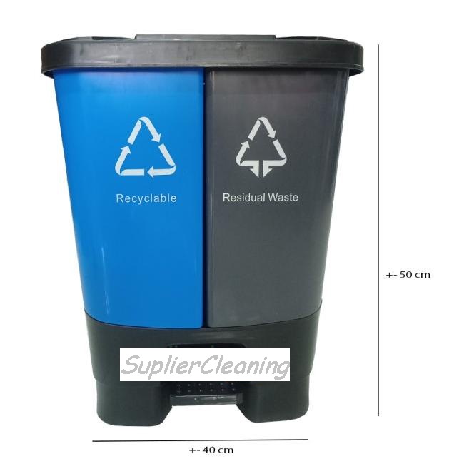 Jual Tempat Sampah Injak Import 40 Ltr Split bin With Pedal (Biru Abu ...