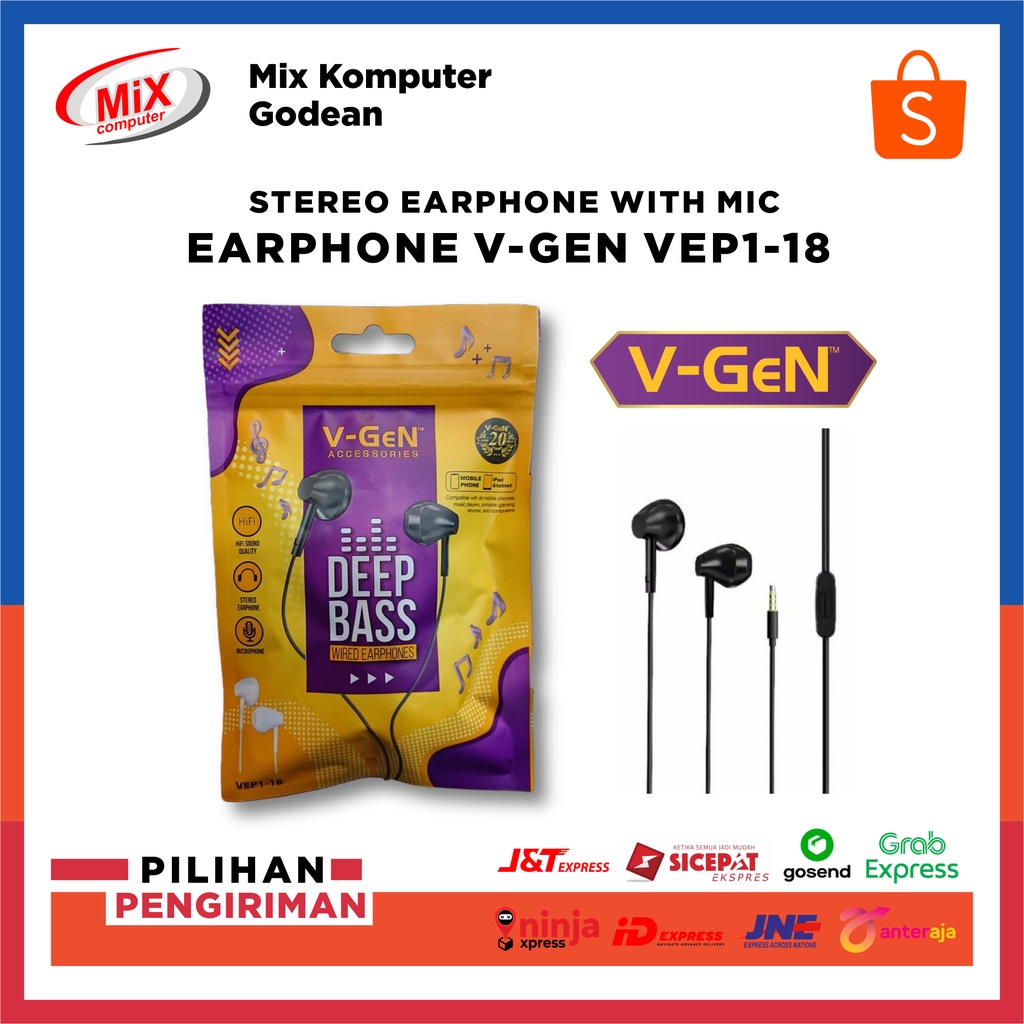 Jual Earphone VGeN VEP1-18 Wired Handsfree Headset HiFi Sound ( ECER 1 ...