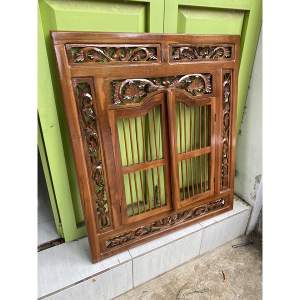 Jual jendela cermin krepyak ukir minimalis kecil 70x60 | Shopee Indonesia