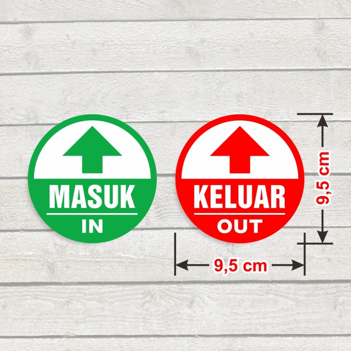 Jual Sticker Tanda Masuk Keluar Stiker Bundar Vinyl Sign In Out 9,5 cm ...