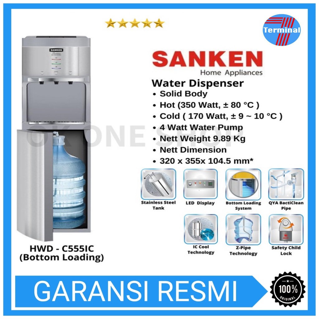 Jual SANKEN Dispenser Galon Bawah Low Watt HWD-C555IC | Shopee Indonesia