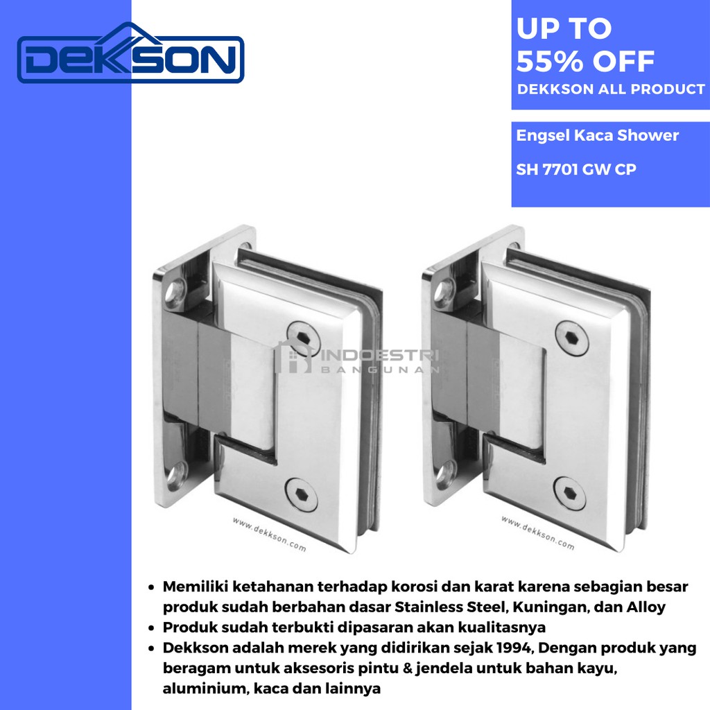 Jual Shower Hinge Dekkson SH 7701 GW CP / Engsel Shower Kaca (1 Pasang ...