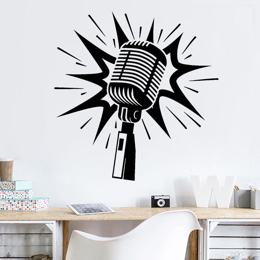 Jual Stiker Dinding Musik Music Microphone Wall Decal Vinyl Karaoke ...