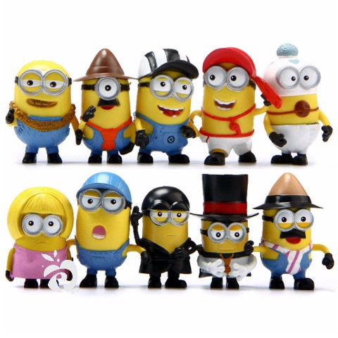 Jual Minions topi Figure Set 10 Mainan Pajangan Miniatur Hiasan Kue ...
