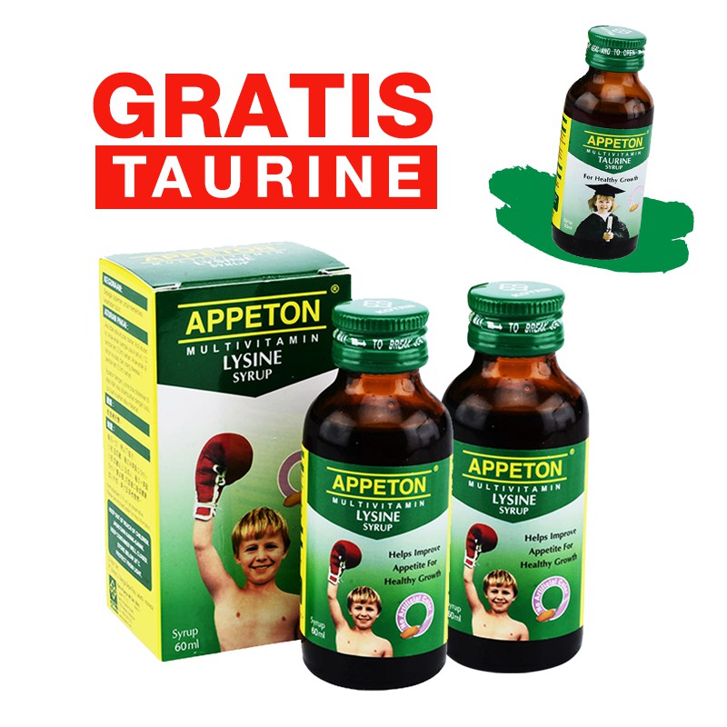 Jual Appeton Lysine Syrup 60ml (Bundle 2 Botol ) + Free Appeton Taurine ...