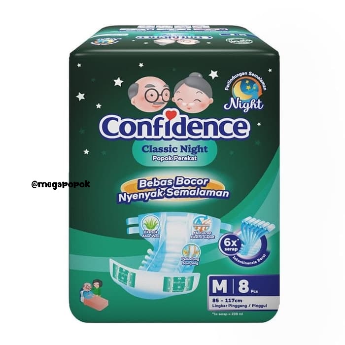 Jual Confidence Classic Night Adult Diapers M8/L7/XL6/megapopok ...
