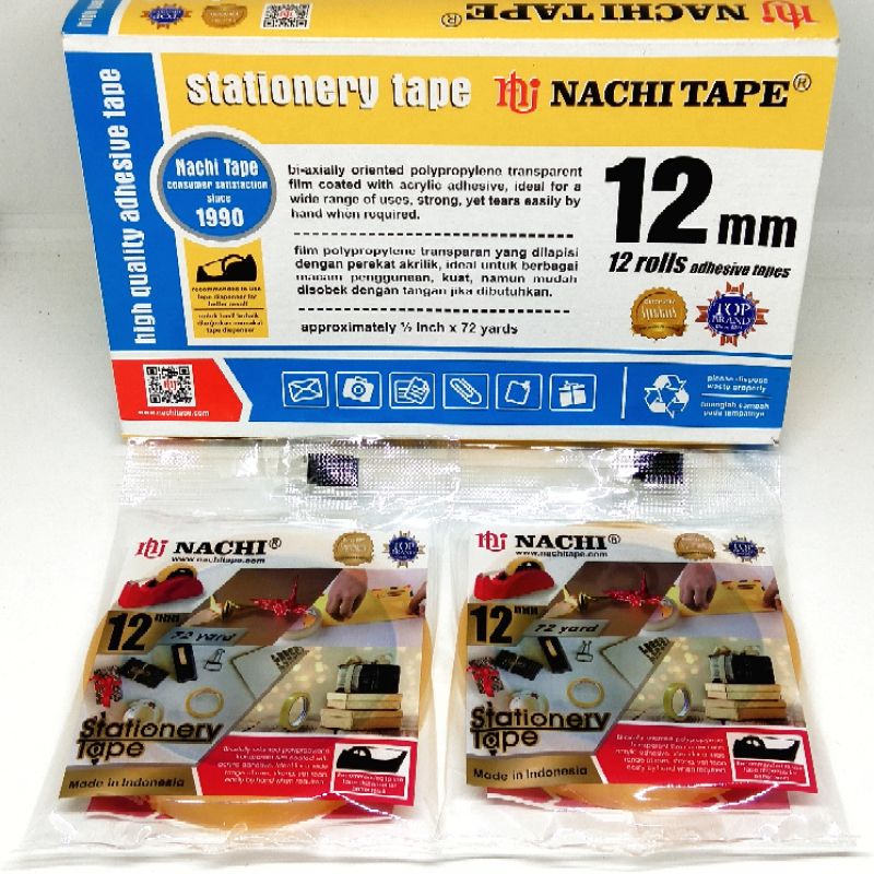 Jual Isolasi Bening Selotip Bening Kuning NACHI TAPE Stationery 12 mm x ...
