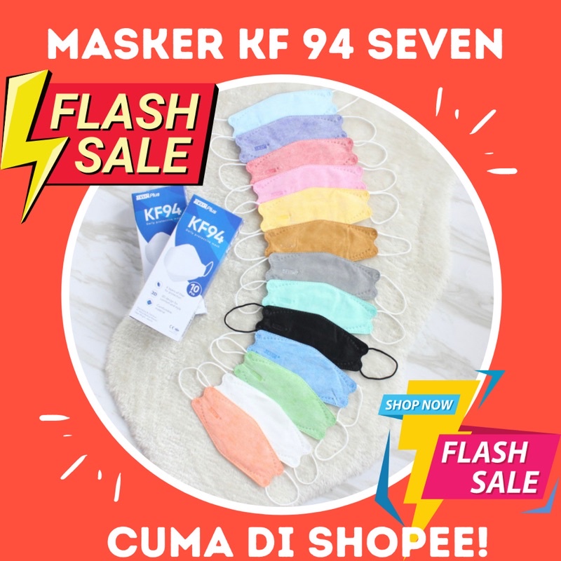 Jual Masker KF 94 Medis Seven 4PLY Warna isi 10 / DUCKBILL MASKER KN95 ...