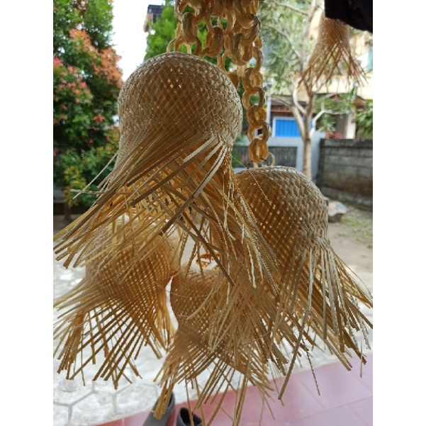 Jual kap lampu bambu rumbai ubur ubur kecil | Shopee Indonesia