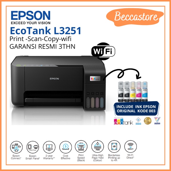 Jual Printer Epson L3251 EcoTank Print Scan Copy Wi-Fi NEW Original ...