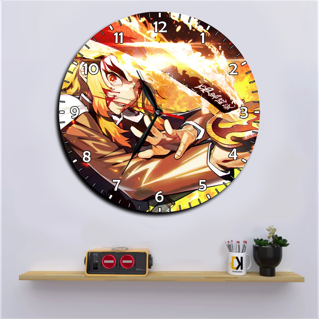 Jual Jam Dinding Kayu Bulat Anime Kimetsu No Yaiba dekorasiku | Shopee ...