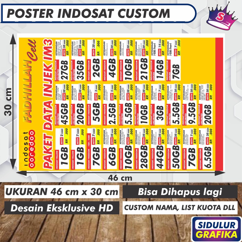 Jual Cetak poster A3 informasi poster daftar harga paket indosat ...