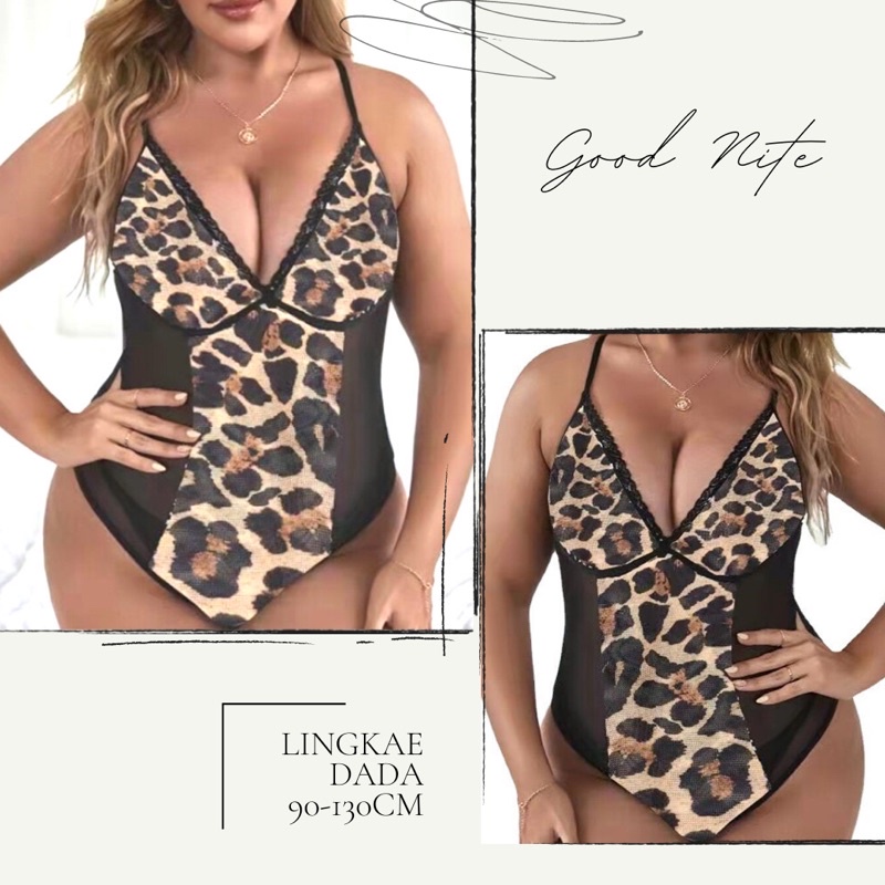 Jual Gn9836 Max Ld 130cm Jumsuit Leopard Big Size Lingerie Leopard