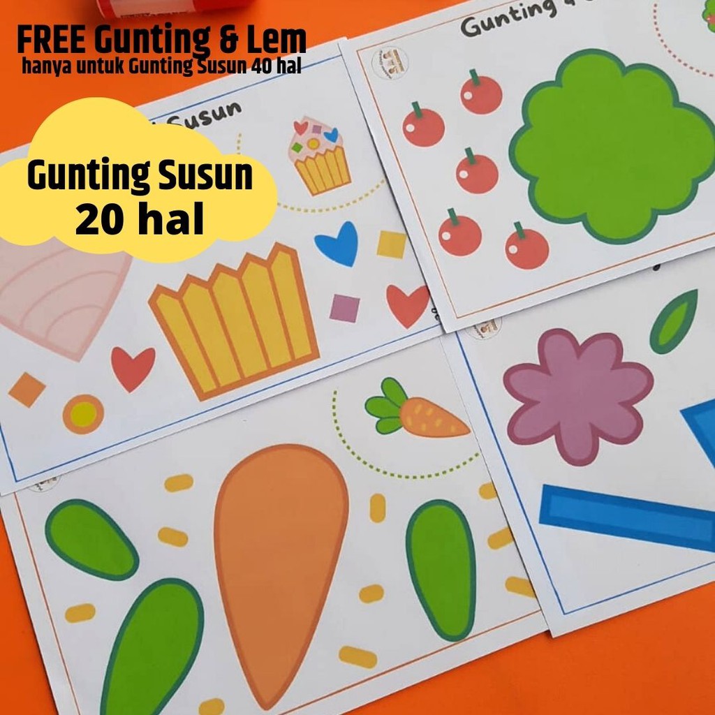 Jual Worksheet Anak Aktivitas Gunting Dan Tempel 40 lembar FREE Map ...