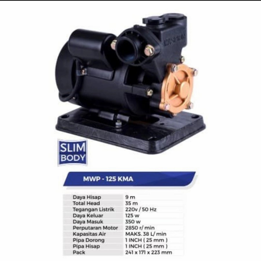Jual MASPION MWP-125 KMA WATER PUMPS POMPA AIR (MANUAL) | Shopee Indonesia