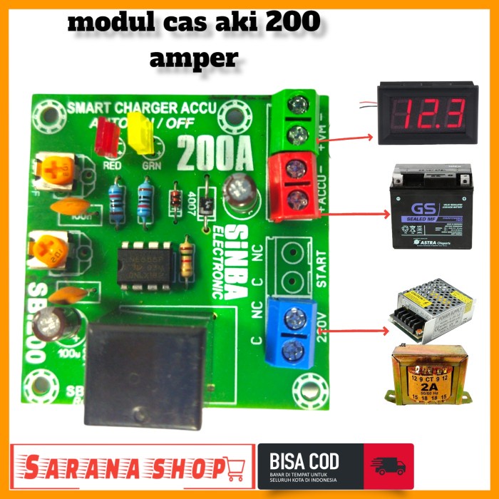 Jual Kit Modul Otomatis Smart Charger Aki Cas Accu Pintar 200A Star ...