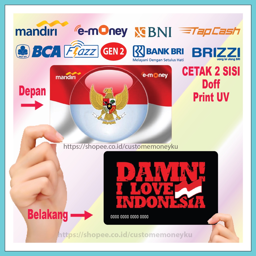 Jual KARTU EMONEY GAMBAR BENDERA INDONESIA GARUDA LOVE ETOLL E-MONEY ...