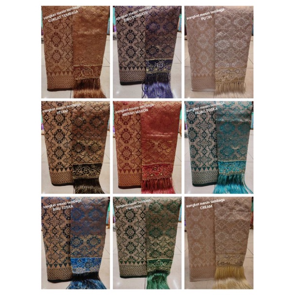 Jual LITAOLSHOP SONGKET PALEMBANG SONGKET MESIN TEMBAGA BORDIR RAMBU PADAT | Shopee Indonesia