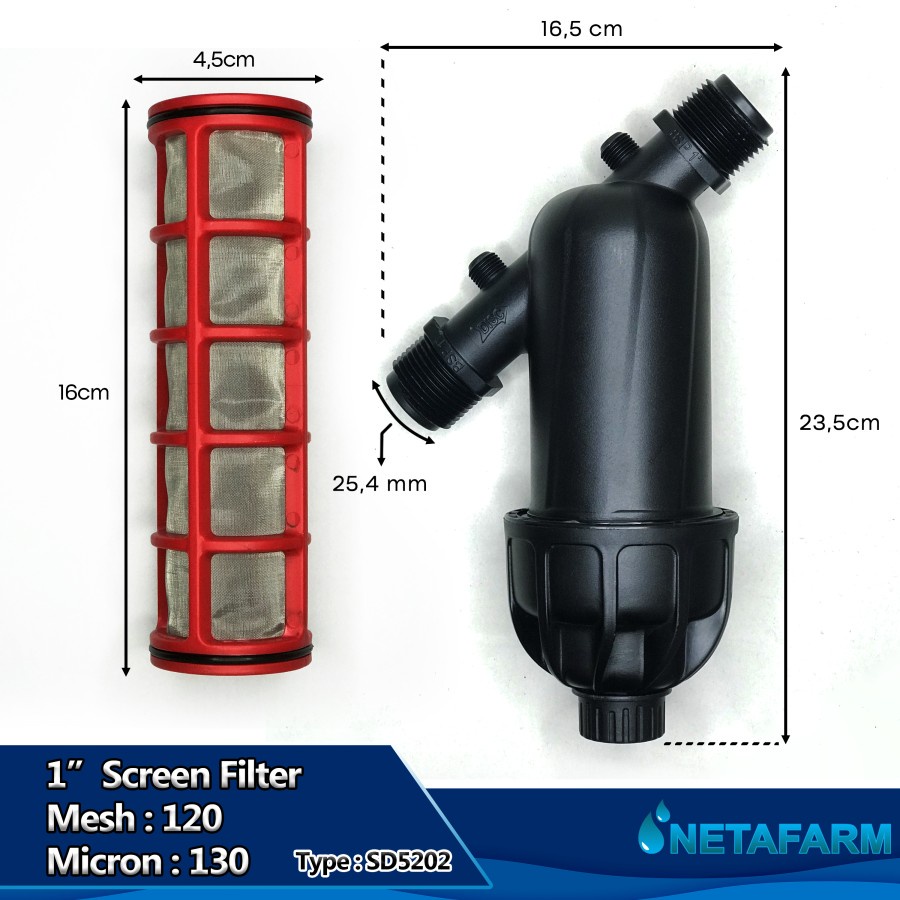 Jual Screen Filter 1" 120 Mesh Drip Saringan Fertigasi - SD5202 1 pcs ...