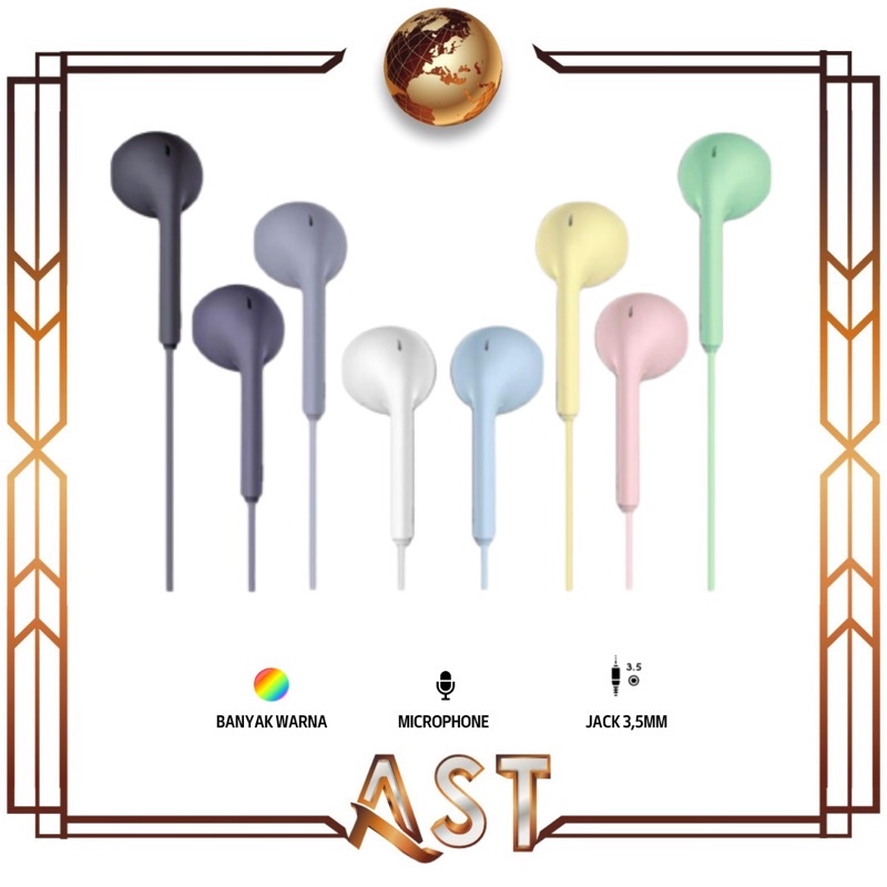 Jual Headset U19 Makaron hf macaron Earphone Audio Music Super Basa ...