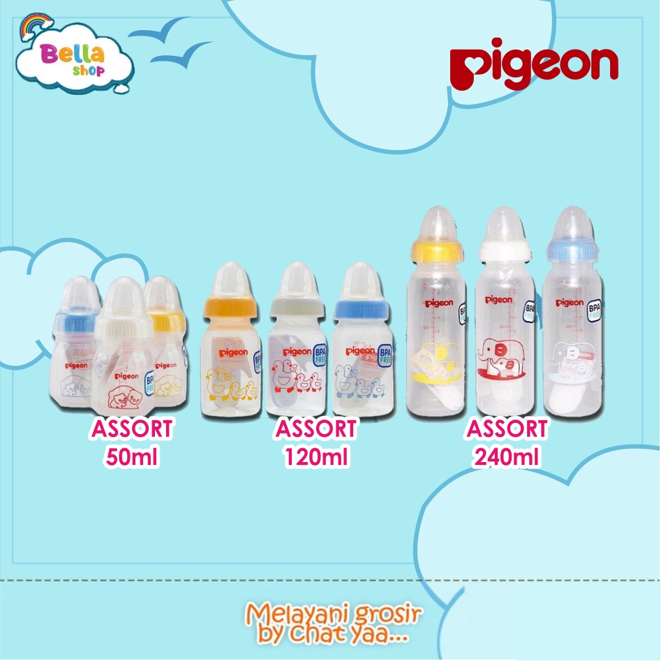 Jual BOTOL SUSU PIGEON BPA FREE ASSORT BOTOL SUSU PIGEON STANDAR STANDARD 120ML 240ML - BELLA ...