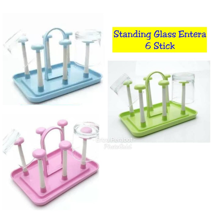 Jual Standing Glass Tempat Gelas Isi 6 & 8 Stick Entera Tempat Menaruh Gelas Drying Glass ...