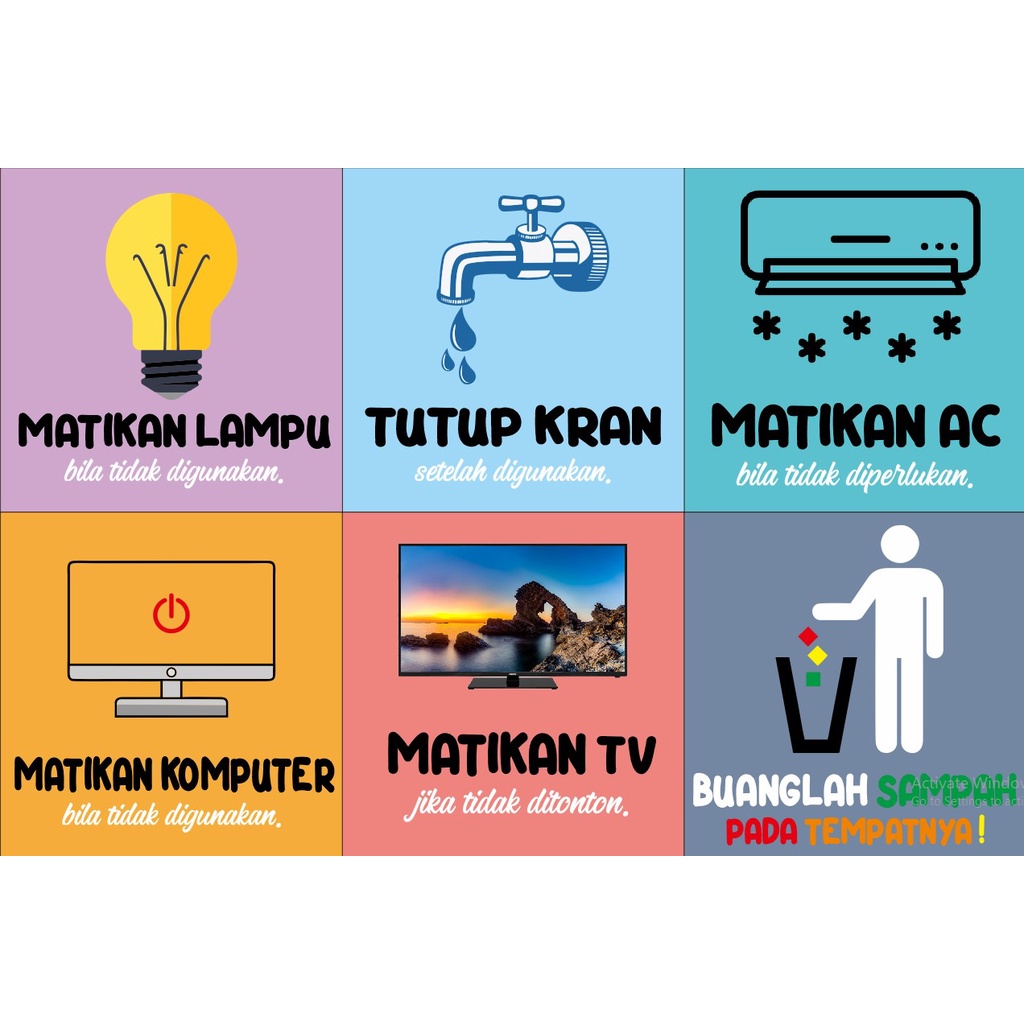Jual Sticker Waterproof Hemat Energi matikan ac, keran, listrik, lampu ...