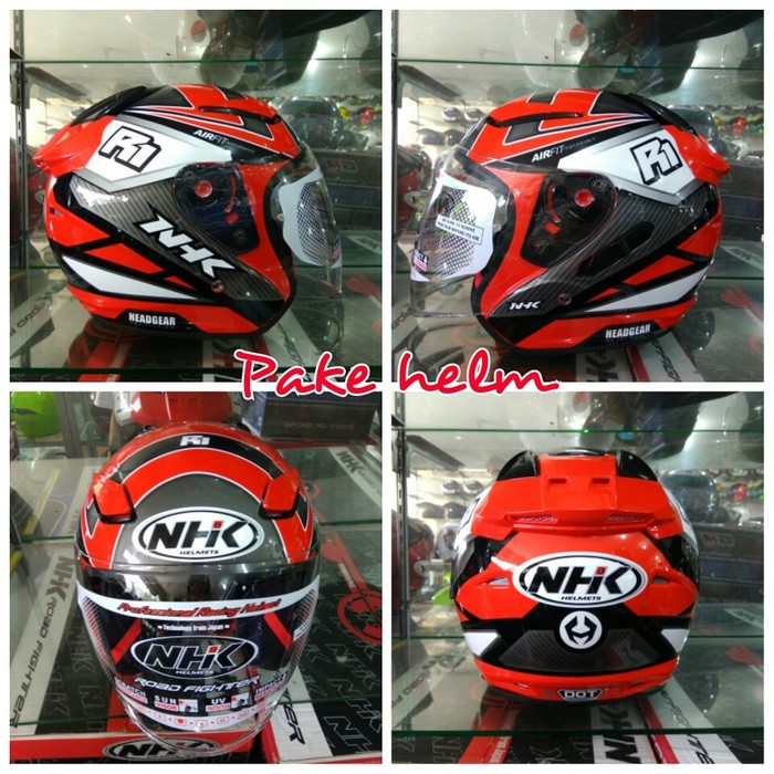Jual HELM NHK HELM NHK R1 GIGA RED SILVER | Shopee Indonesia